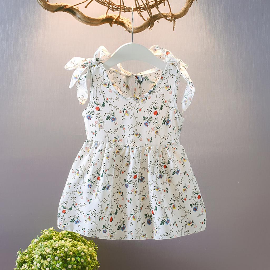 Buy Toddler Baby Kids Girls Sleeveless Ribbons Bow Floral Dress ...