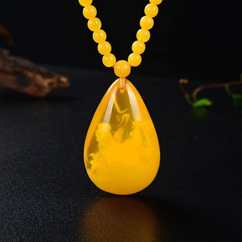 Buy Natural Stone Amber Beeswax Pendant Men and Women Chicken Oil ...