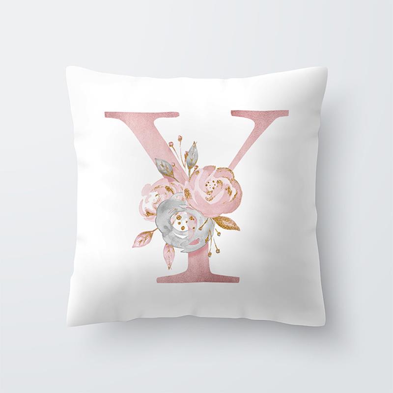 Cheap 26 Letters Pillow Cover Pink and White Letter Pillowcase Sofa ...