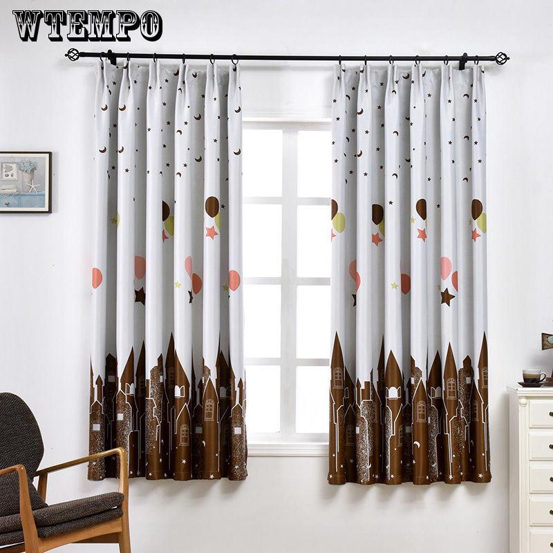Buy Printed Blackout Short Curtain Fabric Modern Minimalist Shade ...