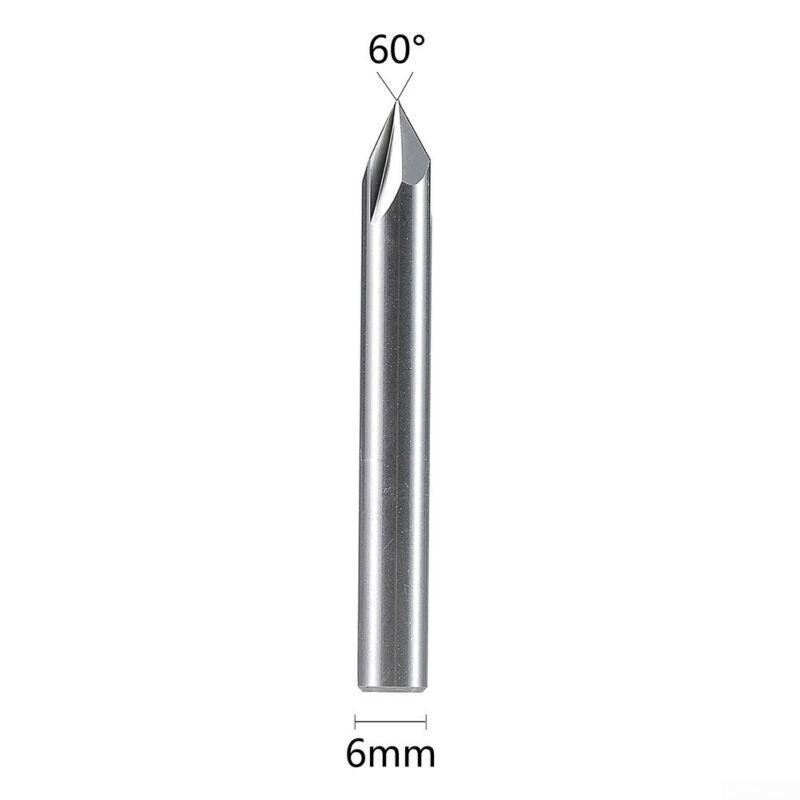 6mm shank End Mills 60 degree 3 Flutes Carbide Chamfer Aluminium Copper ...