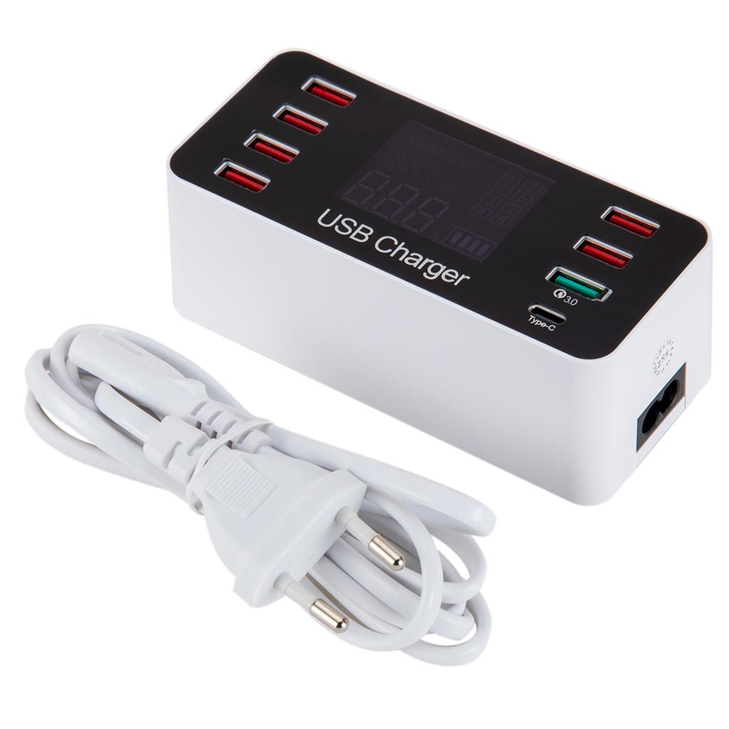 Buy 8Port USB Charger Fast Loader HUB+Type-C Fast Charge 40W QC 3.0 LED ...