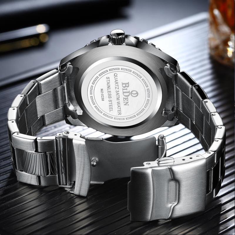 Buy BIDEN Men Quartz Watch Stainless Steel Waterproof Watch Date ...