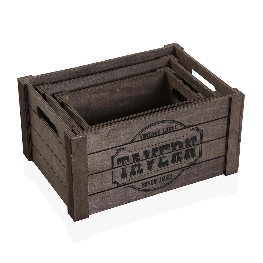 Buy Set Of 3 Wooden Boxes VERSA 22010028 at affordable prices — free ...