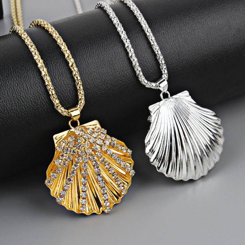 Buy 2 Colors Fashion Creative Rhinestone Seashell Locket Pendant ...
