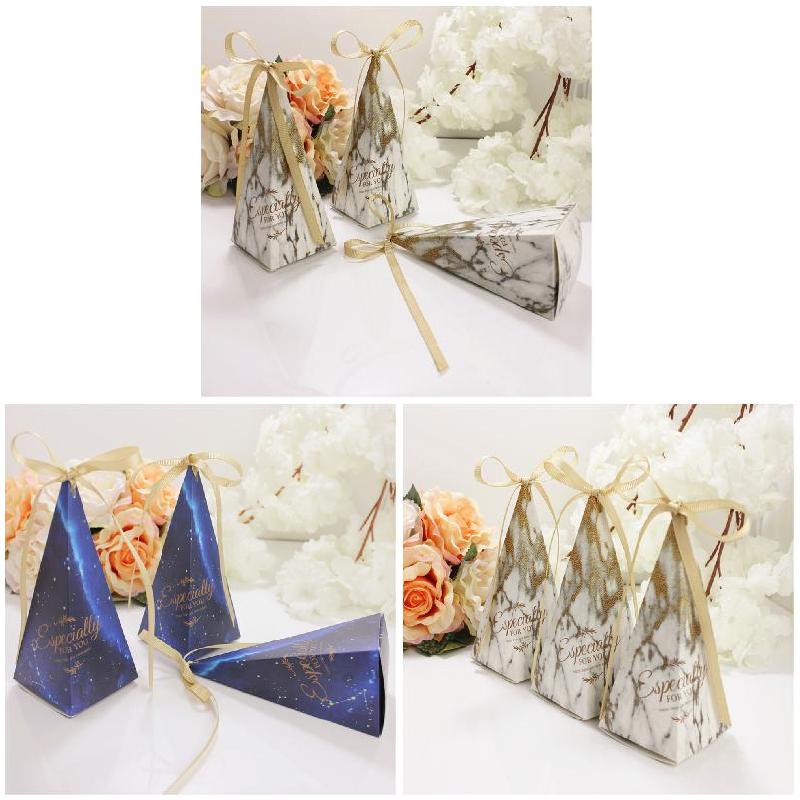 Buy 50Pcs Boxes Party Pyramid Shape Birthday with Favor Ribbon Candy ...