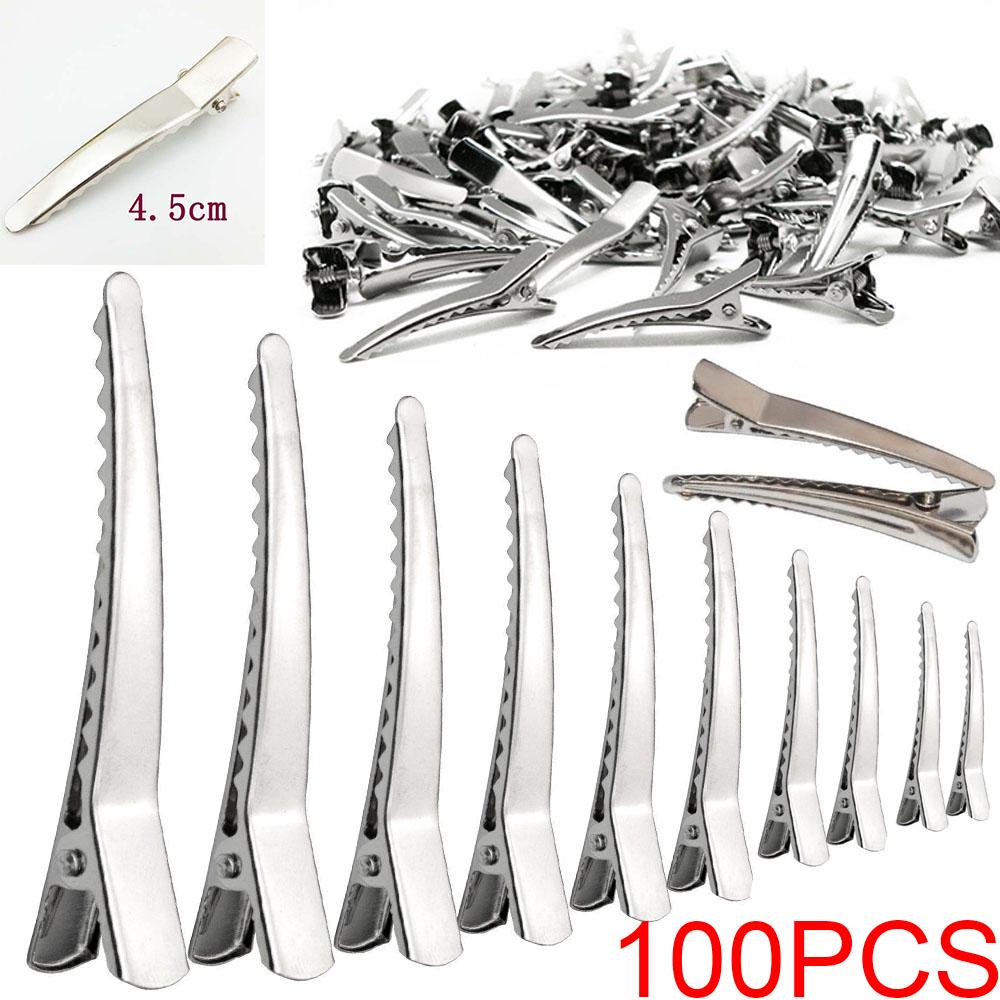 Buy 100 Pcs 4.5cm Silver Metal Alligator Prong Hair Clips Craft Wedding ...
