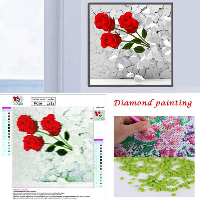 Buy 30X30CM Rose Diamond Painting Craft DIY Full Living Room 5D ...