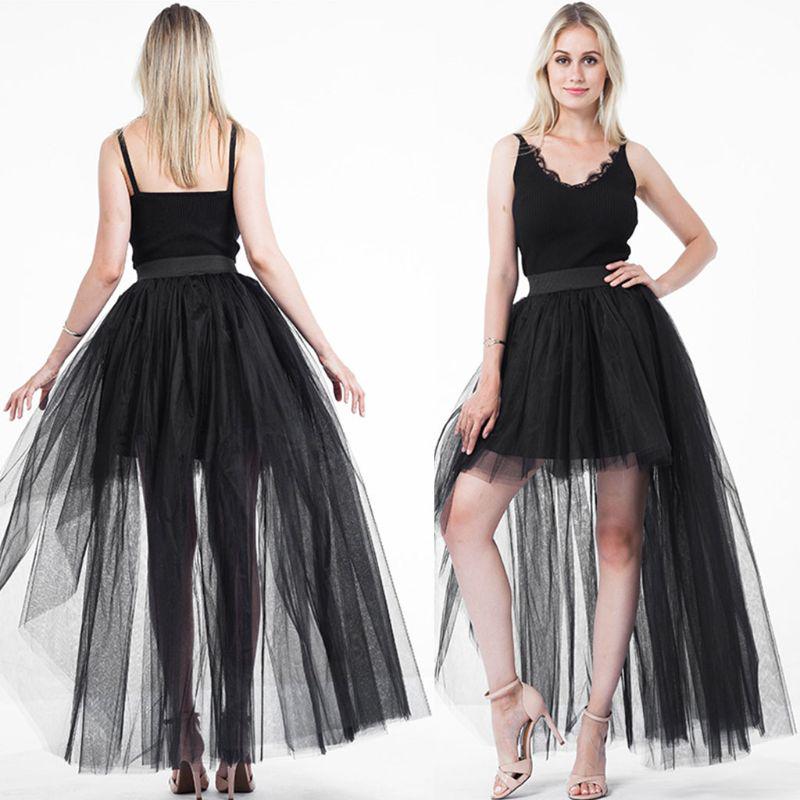 Buy Womens Mesh High Waist Pleated Fluffy Maxi Dovetail Tutu Skirt ...