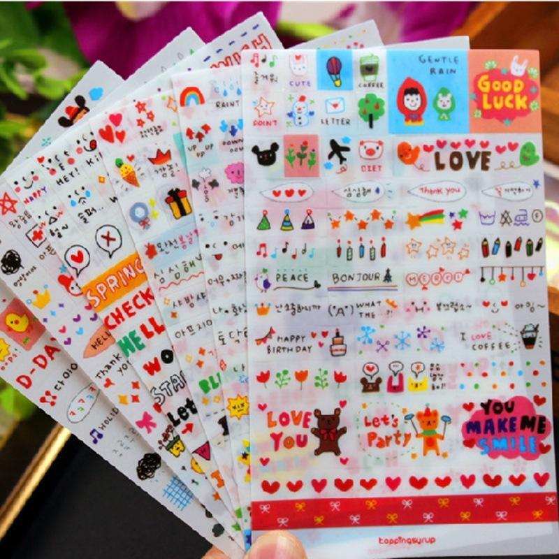 Practical Diary Album Expression Sticker Word DIY Calendar 6 Sheets ...