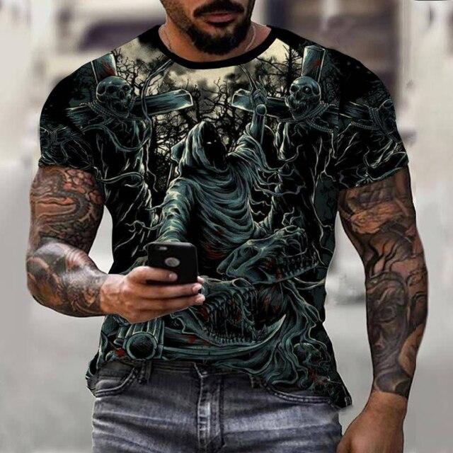 Kaufe Ghost Skull Herren Sommer Knight T-Shirt 3D Herrenmode Street ...