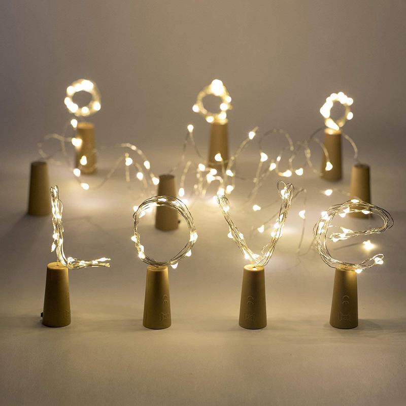 5X Bottle Top String Light Led Fairy Wine Cork Shaped Stopper Battery ...