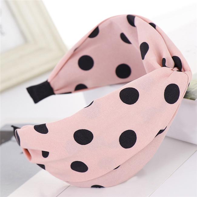 Cheap Headwear Korean Style Two Colors Cross Knot Hair Bands Dot Design