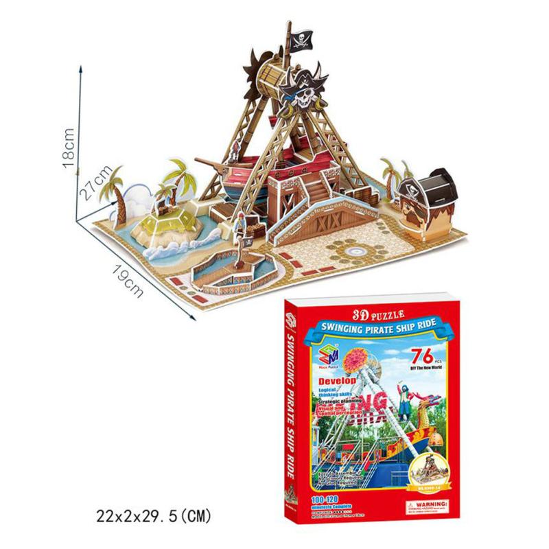 Buy 3D Three-dimensional Carousel Pirate Ship Park Paper Puzzle ...