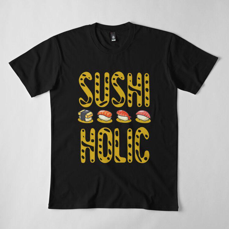 Buy Men Premium Cotton Harajuku T-Shirt Sushi Sashimi Foodie Print Tees ...
