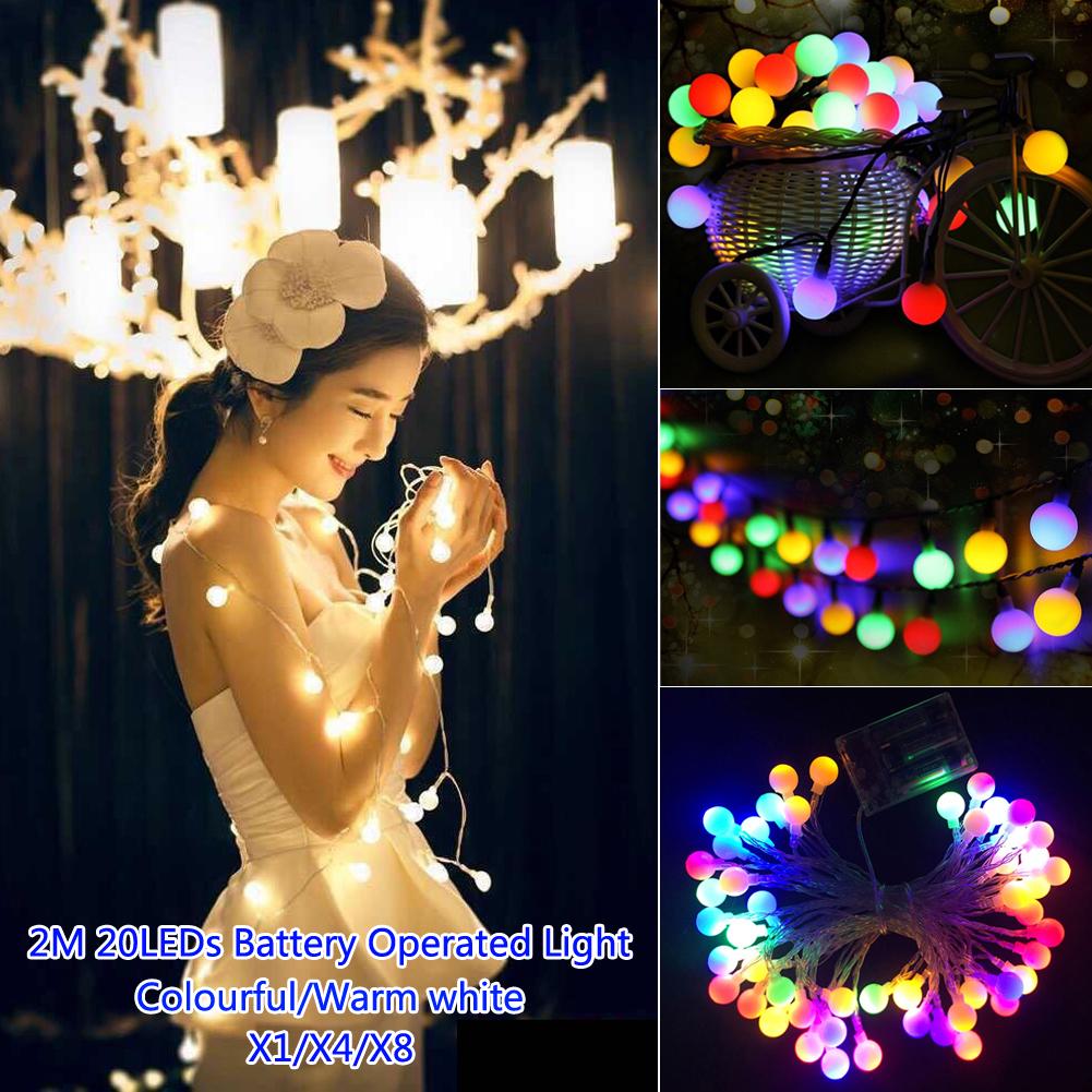 Buy 2m 20 LED Fairy Ball String Lights Battery Powered Decor For Xmas ...