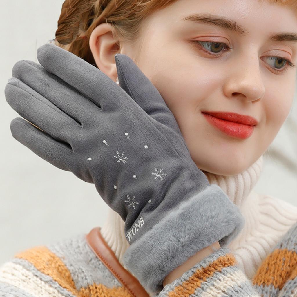 Buy Sunlumo Slim Windproof Touch Screen Gloves Women Vintage Winter Full Finger Warm Suede Glove ...