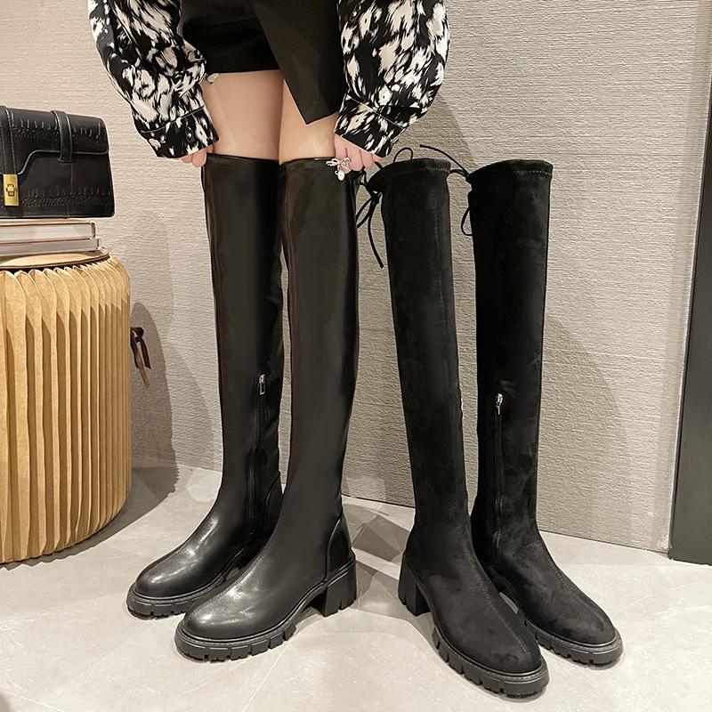 Satın alın Women Knee High Boot Lace Up Round Toe | Joom