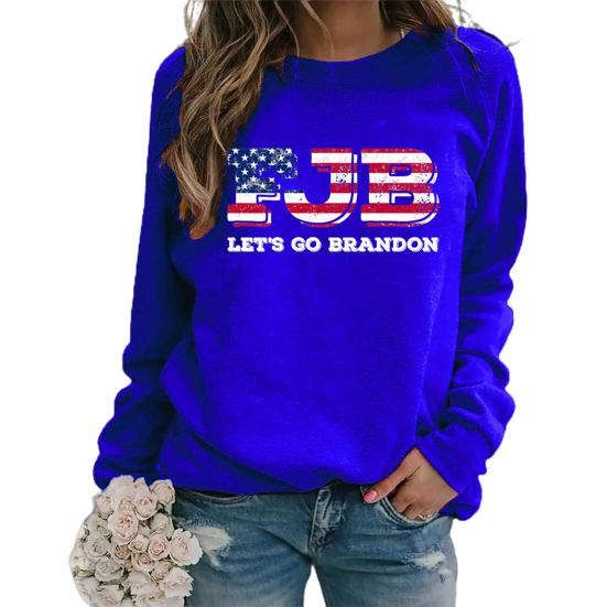 Buy O-Neck Long Sleeve Women Sweatshirt Let's Go Brandon FJB Letter ...
