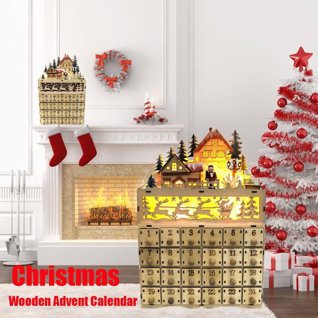 Buy Countdown Drawer Box House LED Lighted Village 24 Days Advent ...