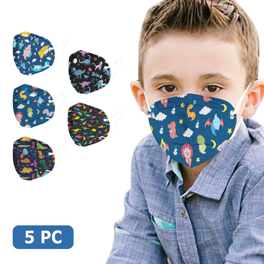 Buy Nob 5PCS N-95 Children's Dinosaur Printed Outdoor Fish Mask Face ...