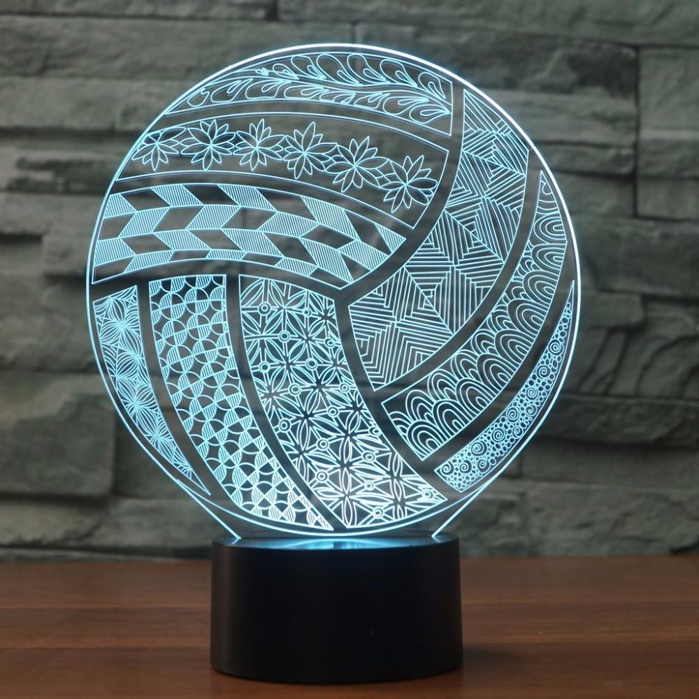 Volleyball LED 3D Night Light Desk Lamp Bedroom Light Remote 7 Color ...