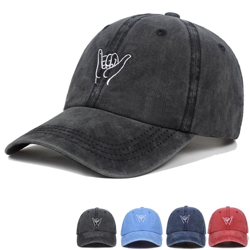 Buy Unisex finger embroidery baseball cap outdoor leisure washed sports ...