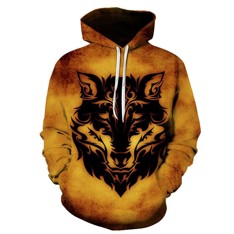 New 3d Print Ferocious Wolf Hoodie Men's Sweatshirt Spring And Autumn ...
