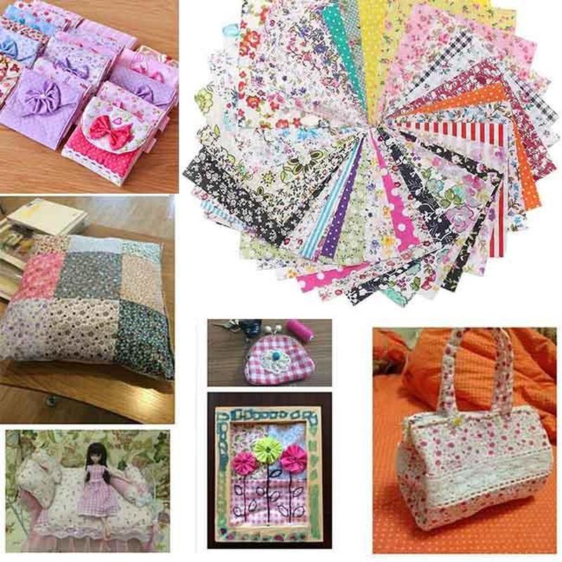 Buy 50pcs Random Style Printing Cloth Mini Fabric Bundle Cotton ...