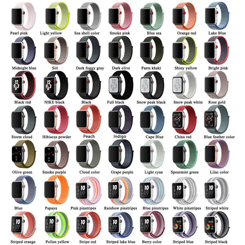 Buy 49 Colors for Apple Watch 1/2/3/4 Nylon Loopback Velcro Watch Strap ...
