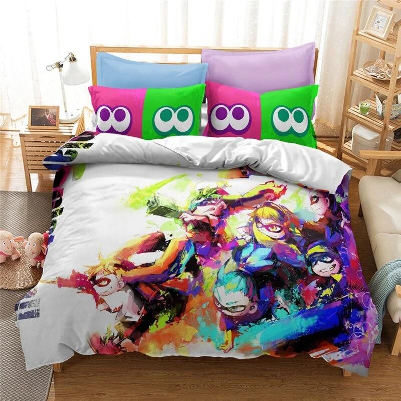 Cheap 3D Printed Splatoon Game Bedding Set Boys Girls Twin Queen Size ...