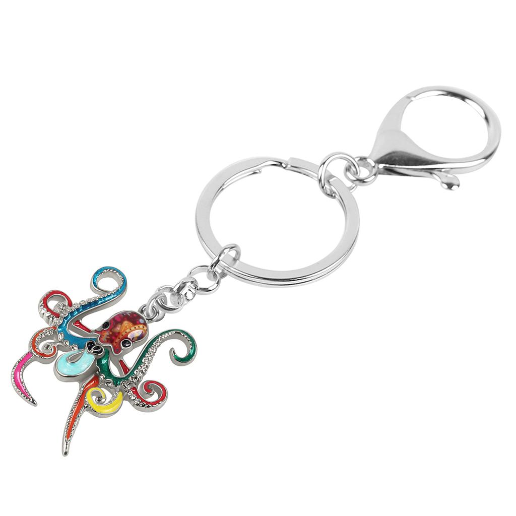 Buy Enamel Alloy Colorful Octopus Keychains Sweet Ocean Animals Keyring ...