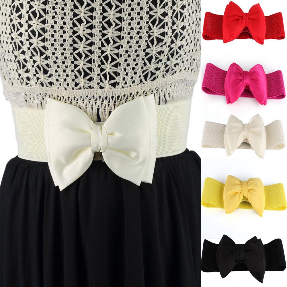 Buy Fashion Big Bow Knot Elastic Bow Wide Stretch Buckle Waistband ...