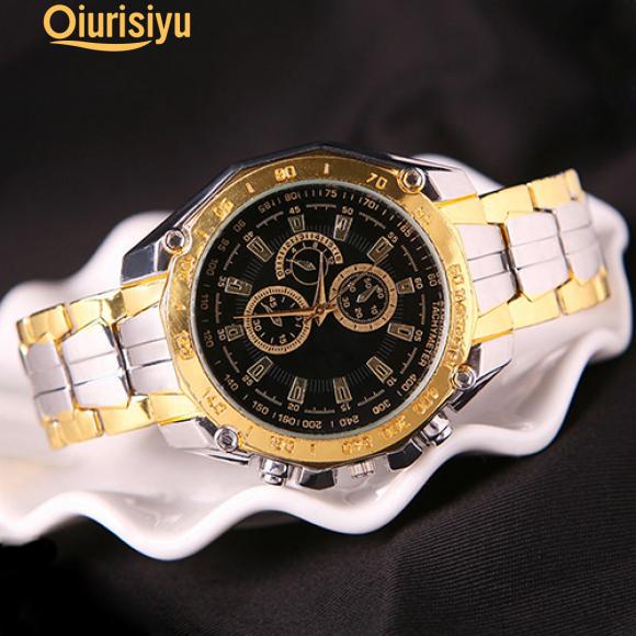 Buy Men's Big Round Case Watch Alloy Band Quartz Wrist Watch Birthday ...