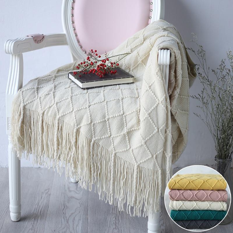Buy Knitted Throw Thread Blanket Tassels Beds Sofa Travel Nap Shawl ...