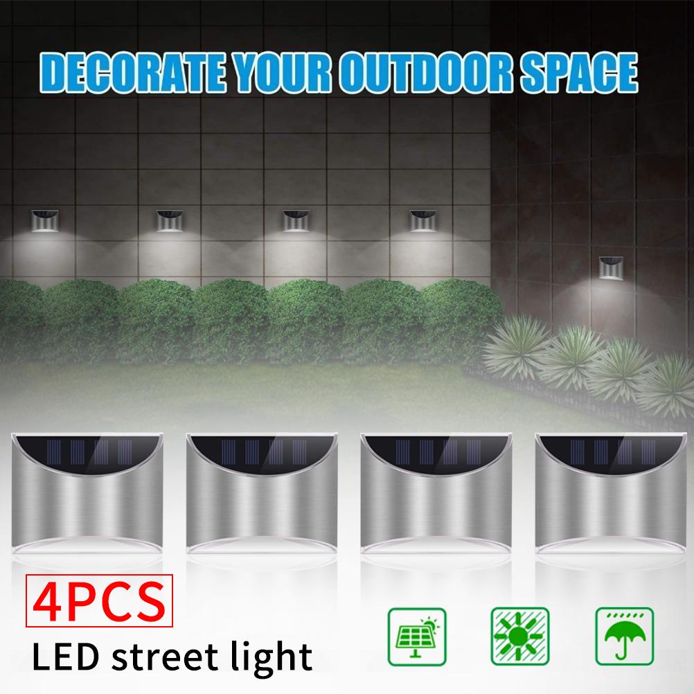 Buy 4Pcsled Solar Fence Wall Light Garden Outdoor Light Panel Wall ...