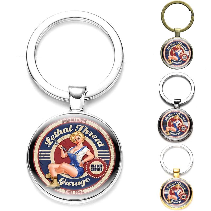 Buy Sexy Girl Knucklehead Motorcycles RT66 Keychain Art Photo Glass ...