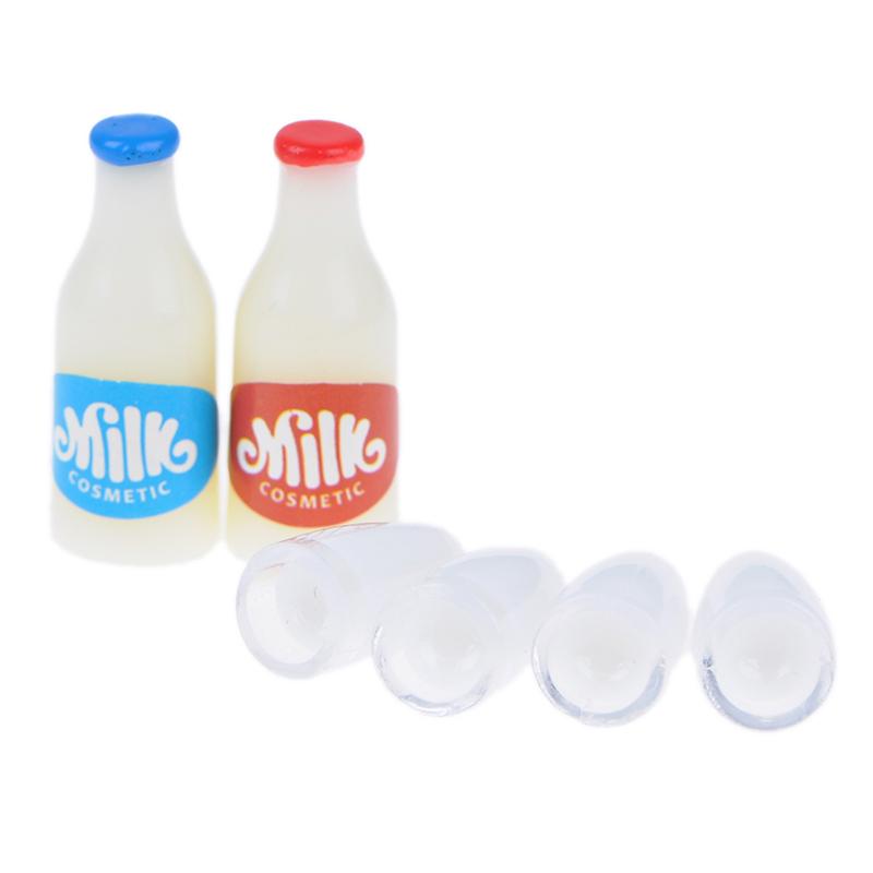 6Pcs 1:12 Dollhouse Miniature Milk Bottle Milk Cup for Dolls House ...