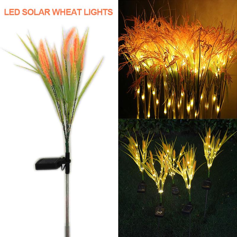 Dagu LED Solar Powered Wheat Ear Flower Lights Garden Stake Lamp Yard ...