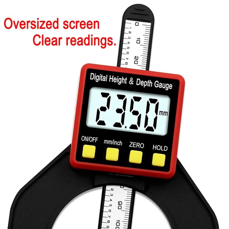 Buy PDTO LCD Digital Height Depth Gauge 80mm Woodworking Altimeter ...