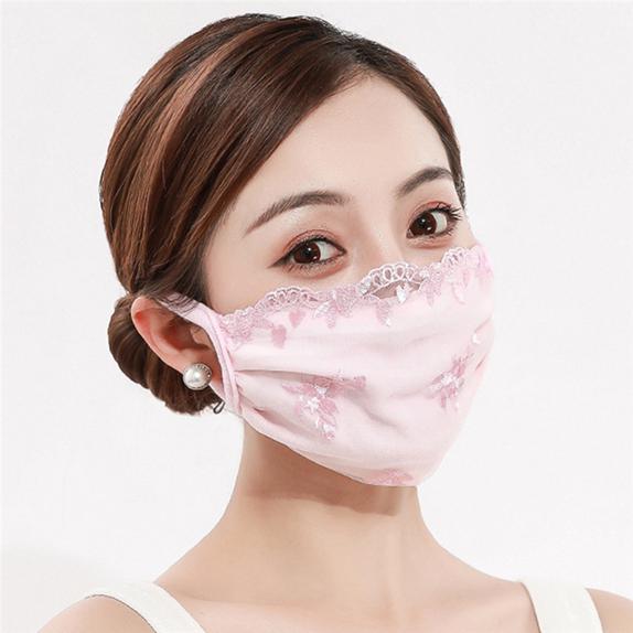 Buy Women Spring Summer Thin Sunscreen Flower Print Chiffon Masks Lady ...