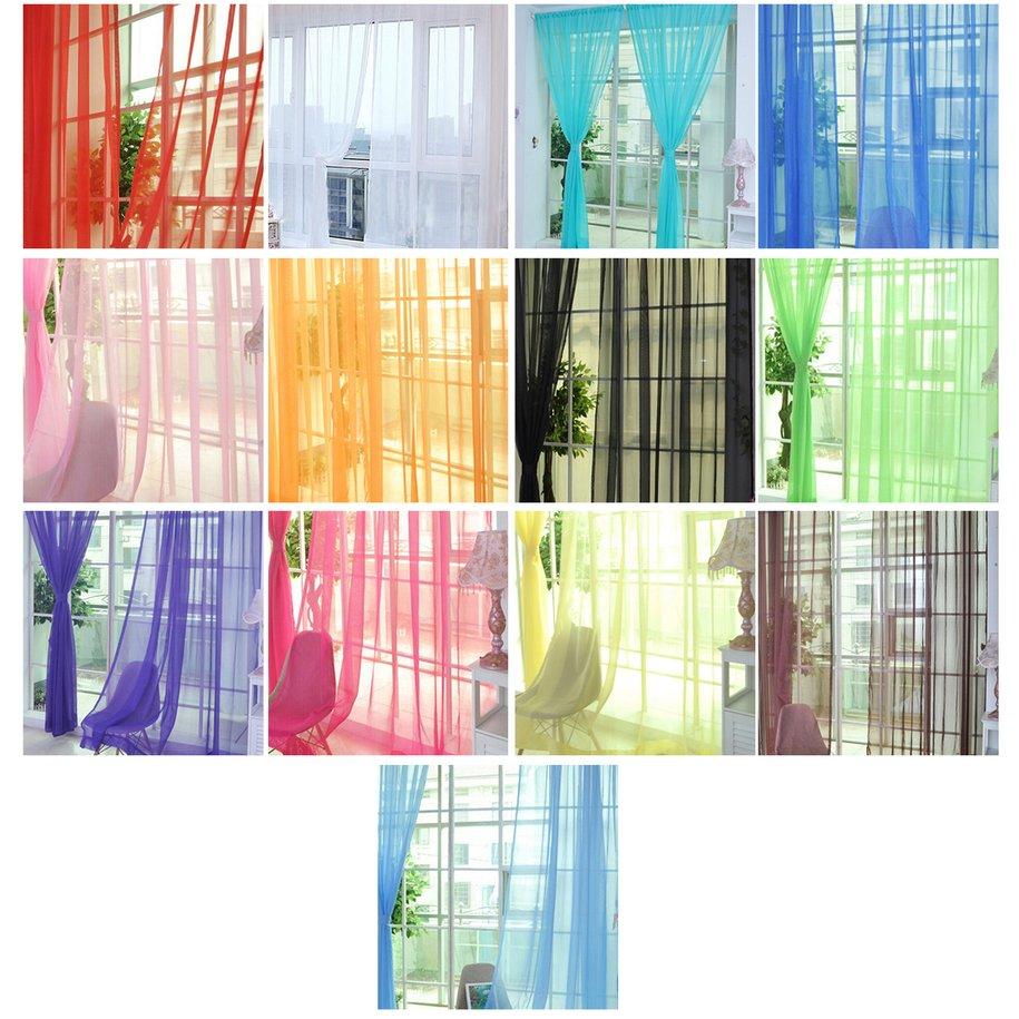Buy Beauty Twelve Solid Color Tulle Translucent Window Curtain Drape ...
