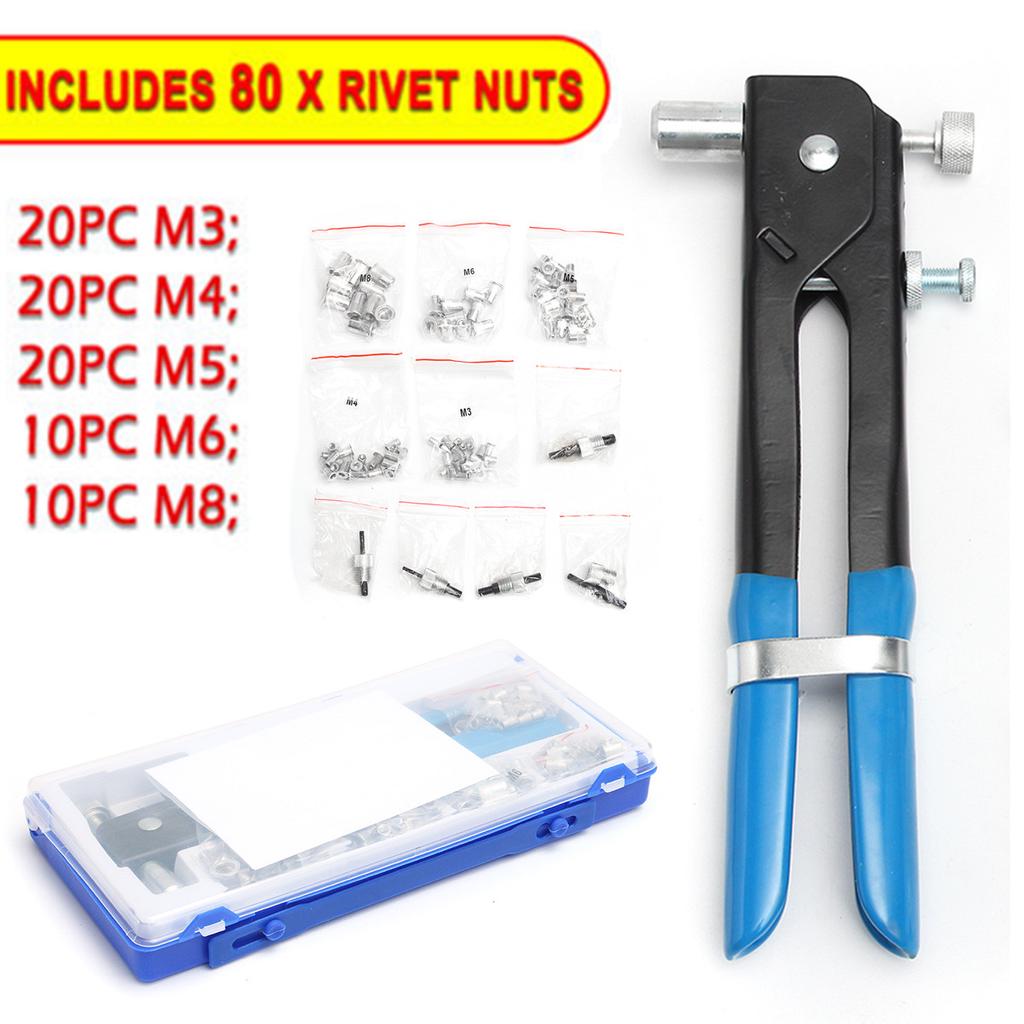 Buy 86Pcs M3-M8 Threaded Nut Rivet Insert Tool Riveter Rivnut Nutsert ...