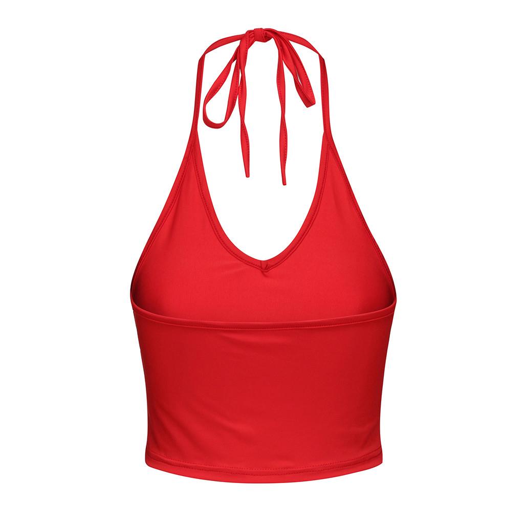 Buy Sexy Women Sleeveless Halter Backless Tank Top V Neck Slim Blouse ...