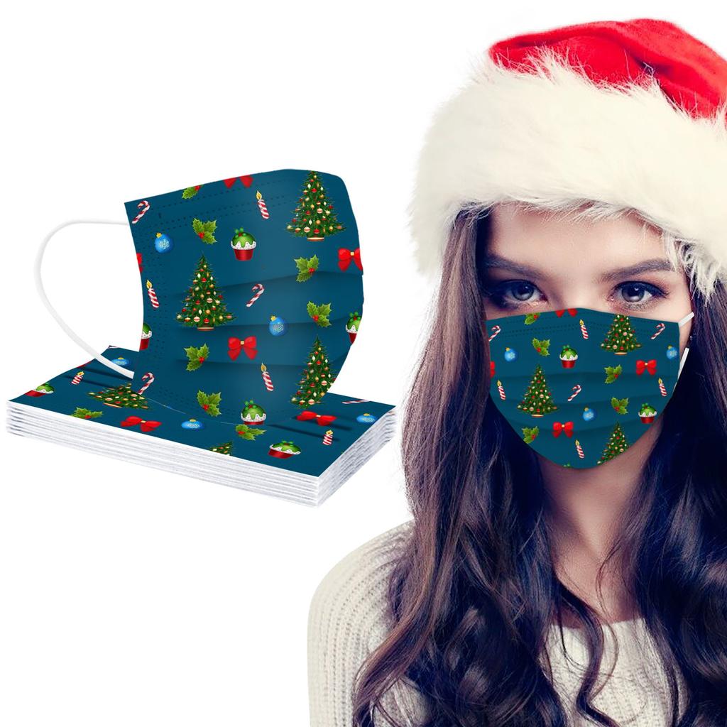 Buy Disposable Unisex Printed Christmas Soft Masks For Adults 3-Layer ...