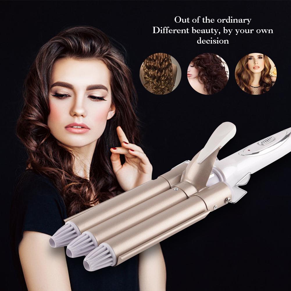 Buy Electric Salon Ceramic Triple Barrel Hair Wave Waver Curling Iron ...