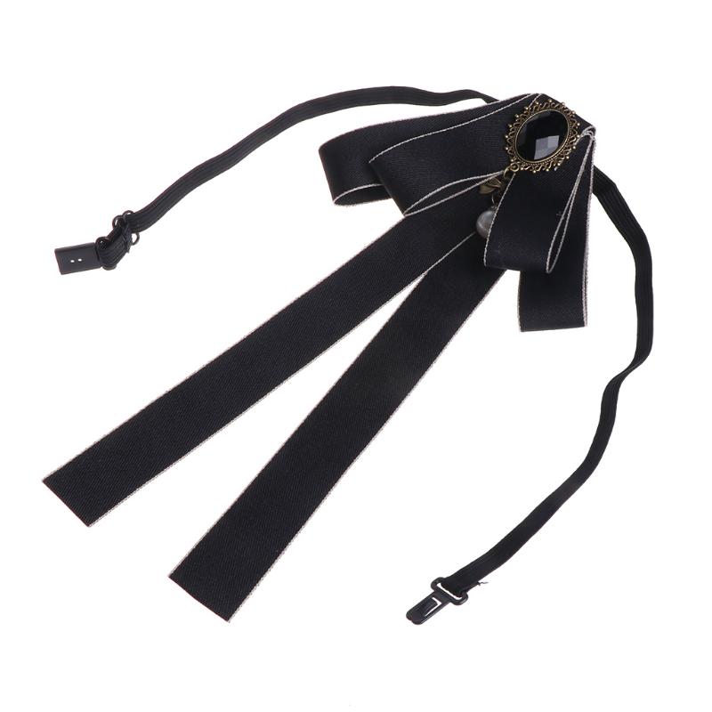 Women Men Ribbon Long Large Bowknot Bow Tie Brooches With Necklace ...