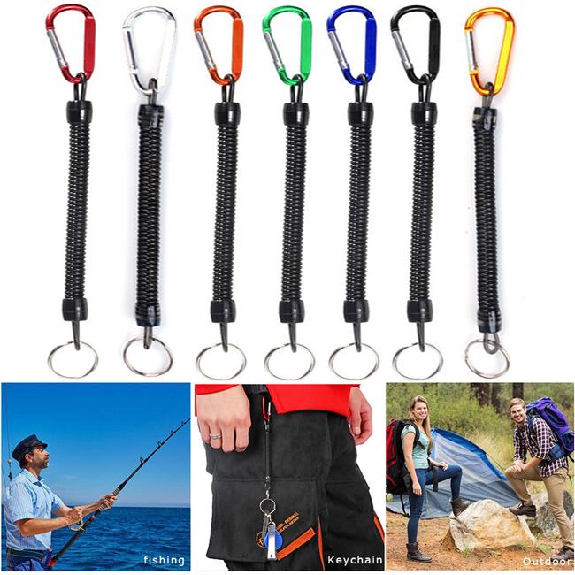 Tactical Retractable Spring Elastic Rope Carabiner Belt Fishing ...
