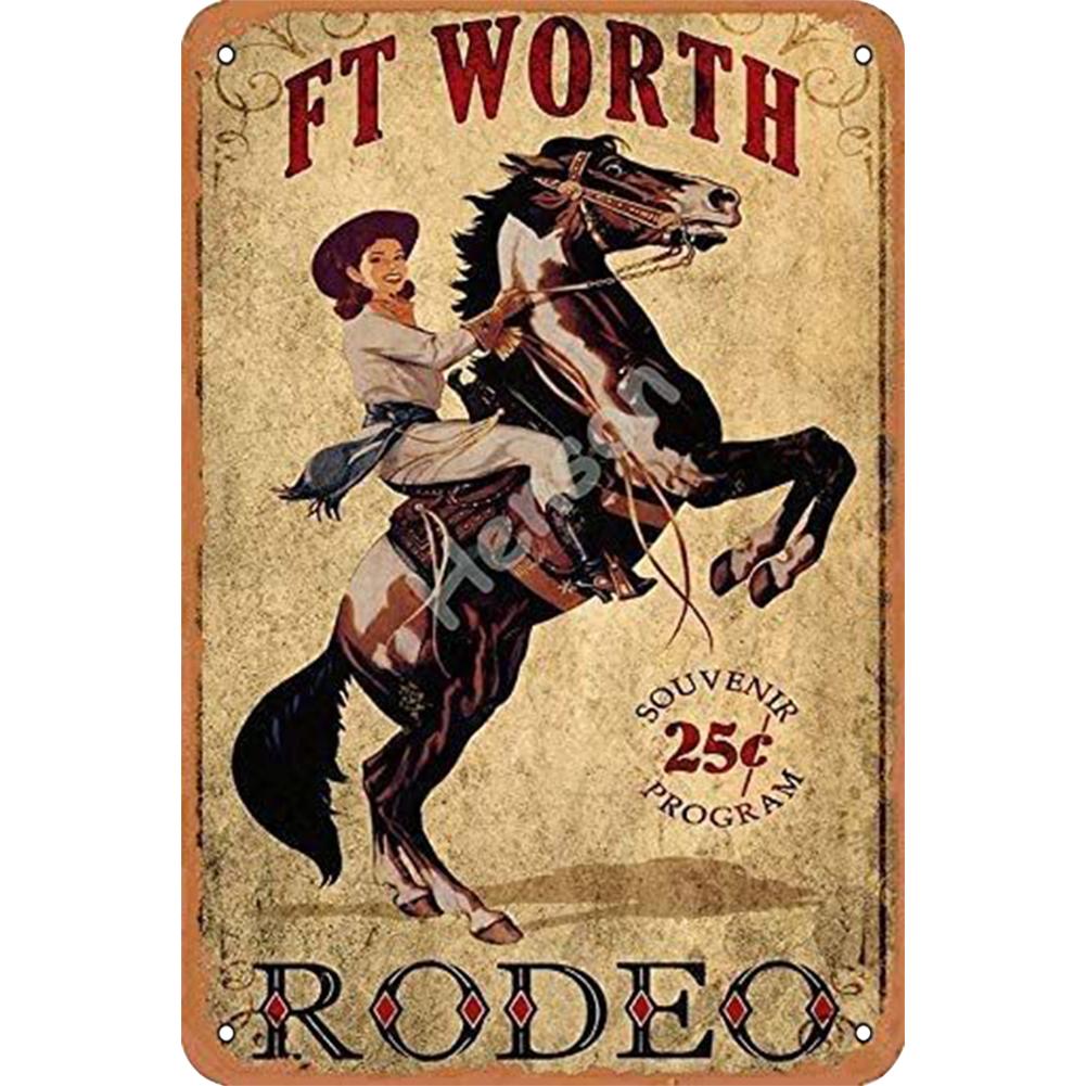 Kaufe Retro Reiten Pferd Metallplatte Gemälde für Bar Pub Blechtafeln ...