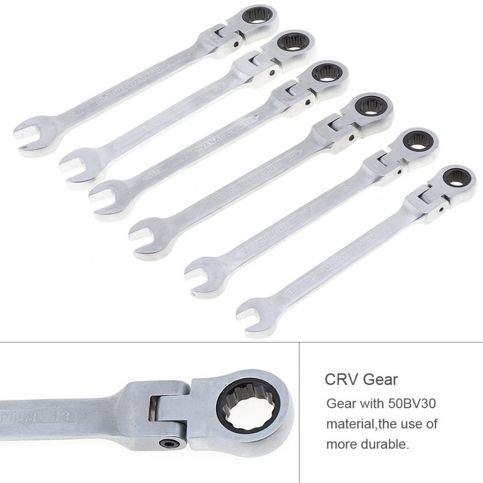 6pcs Adjustable Ratchet Wrench Combination Spanner Set with Flexible ...